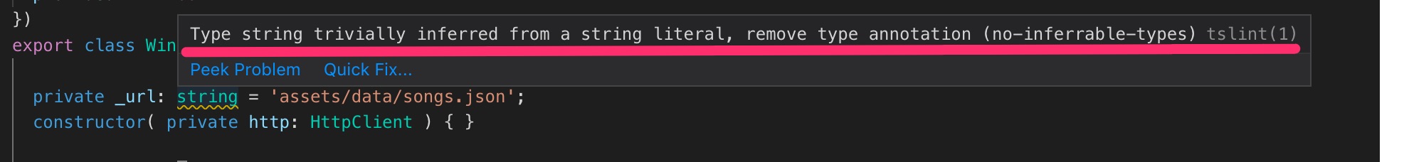 【vscodeのエラー】type String Trivially Inferred From A String Literal Remove Type Annotation No